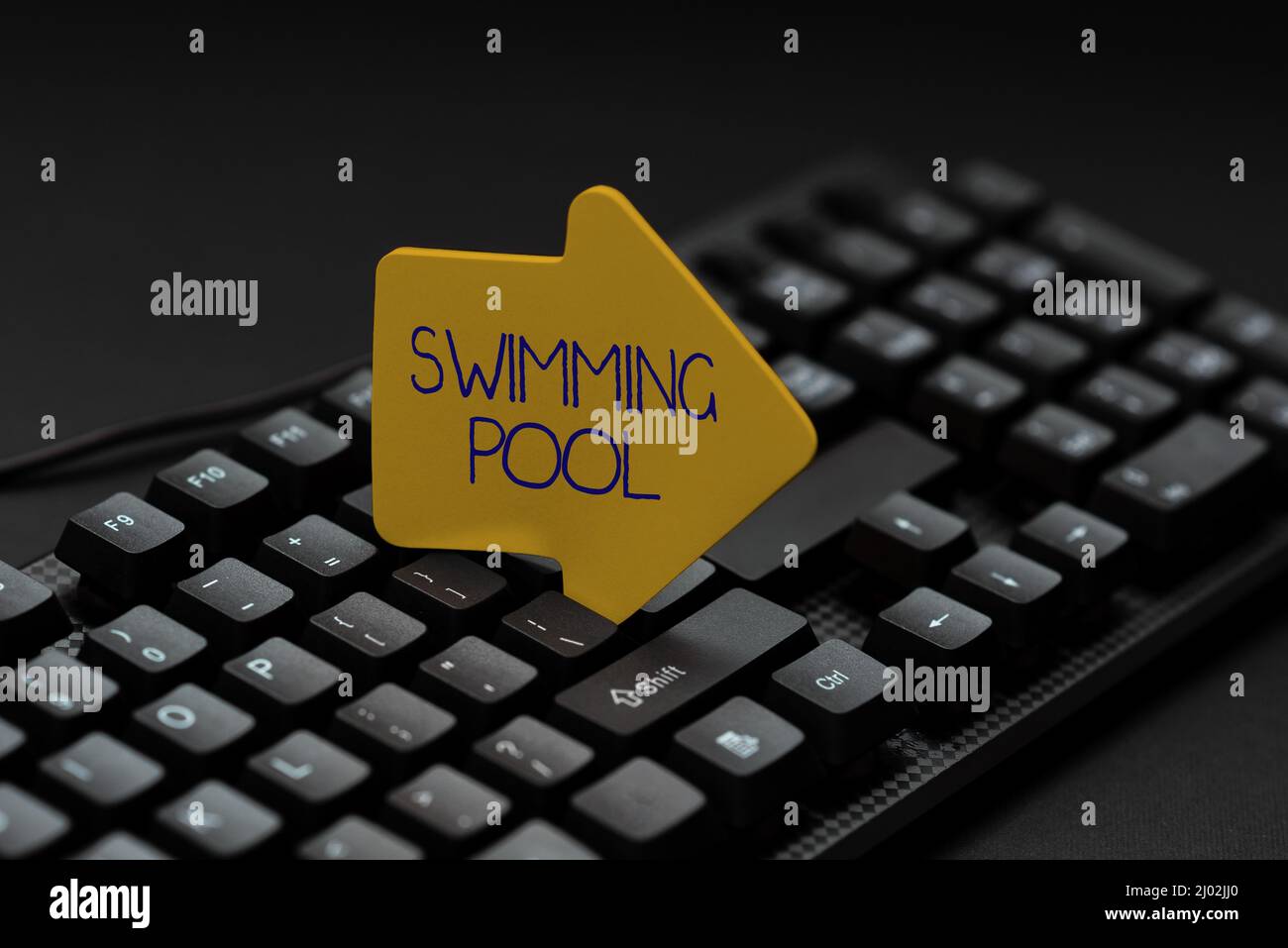 Text caption presenting Swimming Pool. Business showcase Structure ...