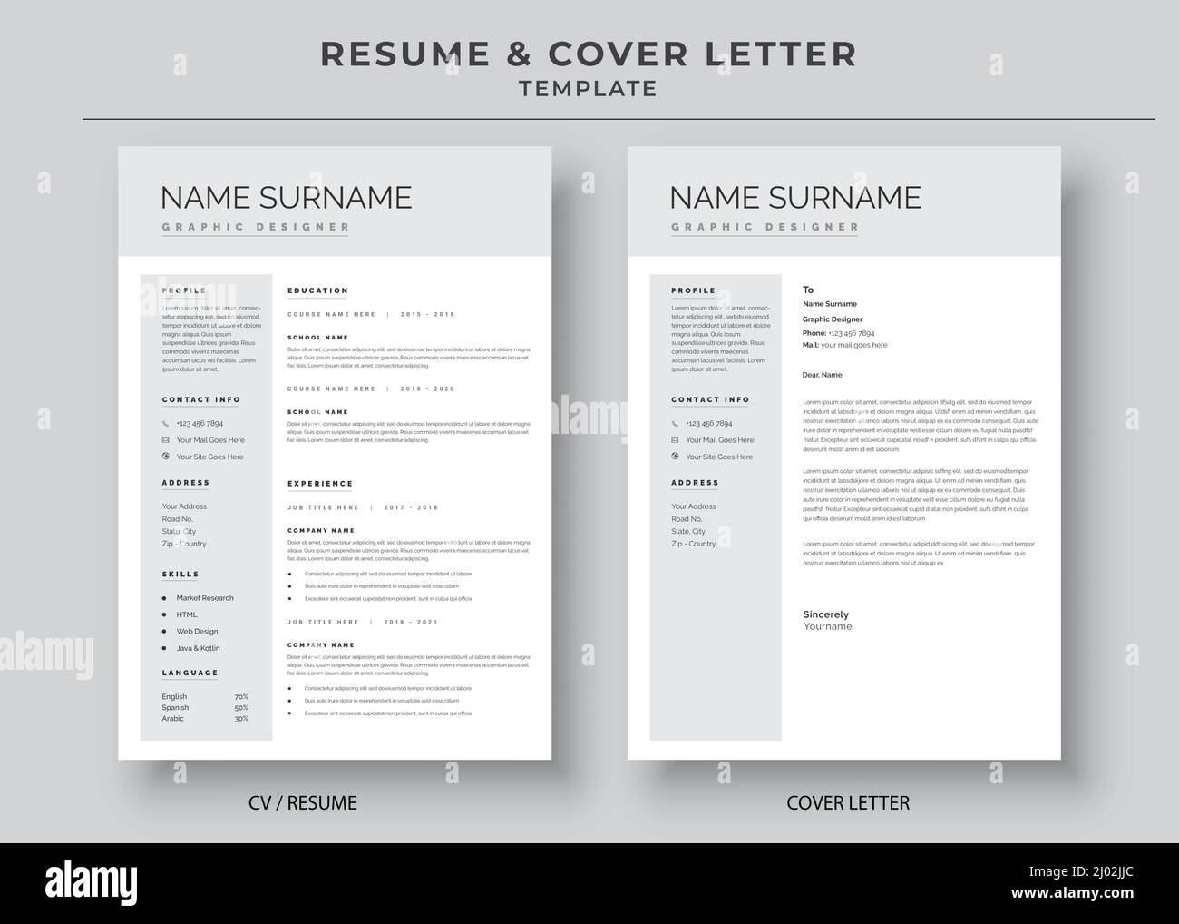 Resume and Cover Letter Template, Minimalist resume cv template, Cv ...