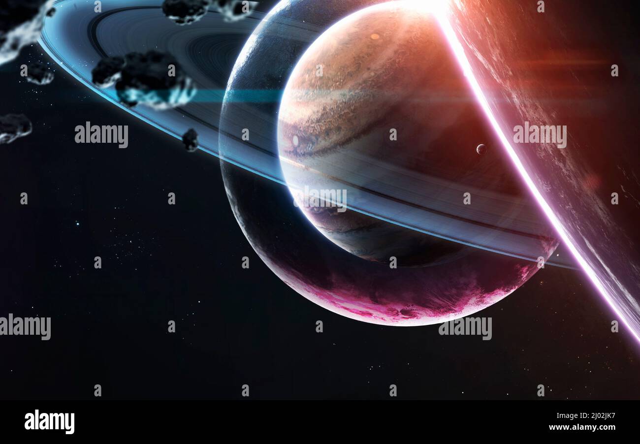 Gas giant with the rings somewhere in deep space. Elements of this ...