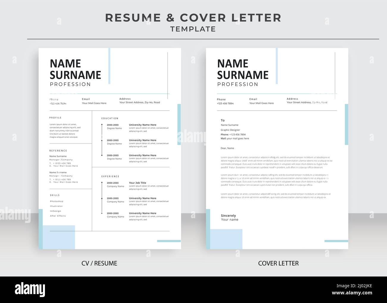 Resume and Cover Letter Template, Minimalist resume cv template, Cv ...