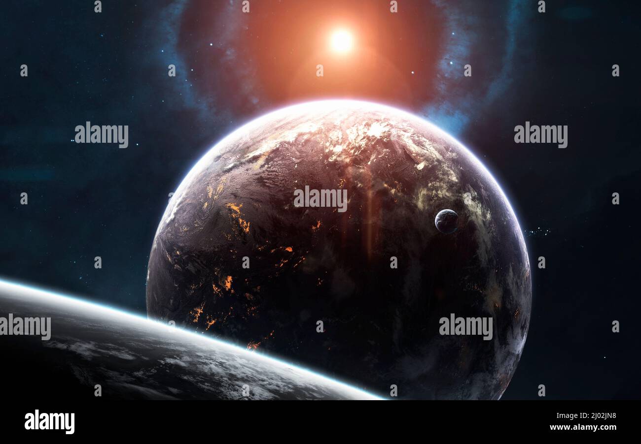 Awesome beautiful planets somewhere in deep space. Elements of this ...