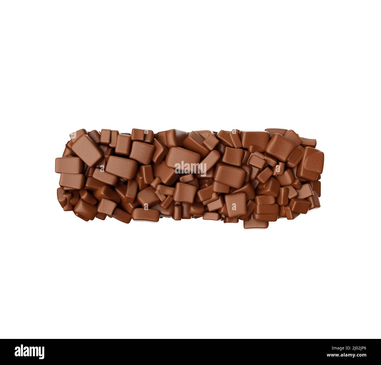 3D illustrated hyphen dash symbol made of chocolate chunks on a white ...