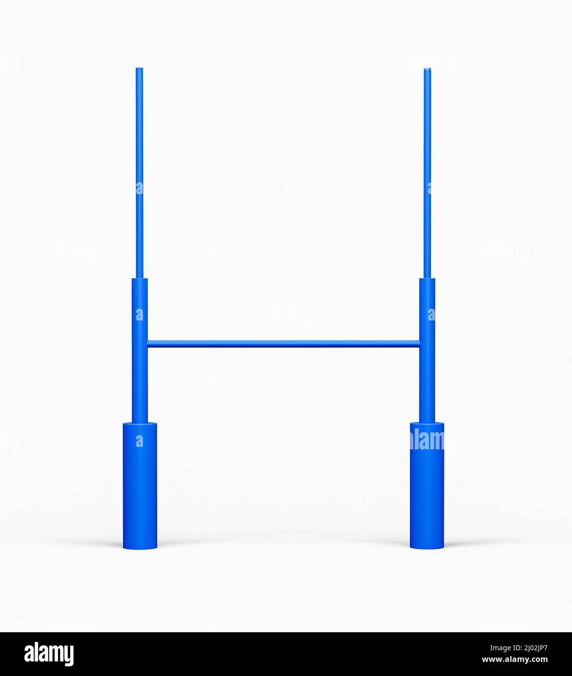 3d illustration of rugby goal posts with blue padding isolated on a ...