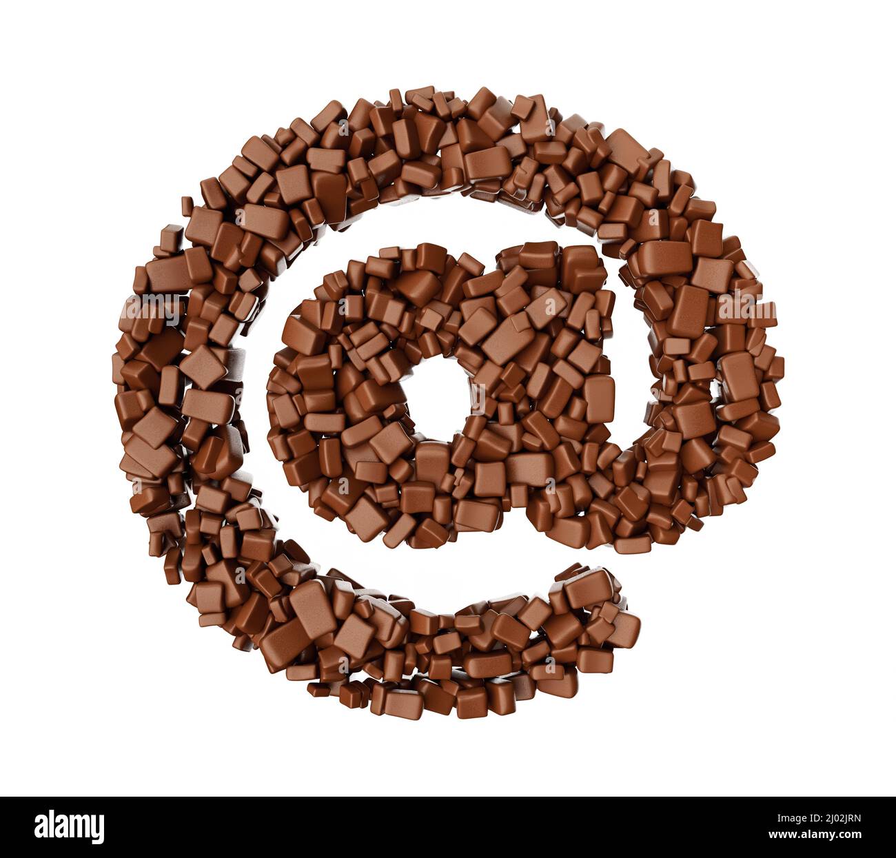 3D illustrated at the rate sign symbol made of chocolate chunks on a ...