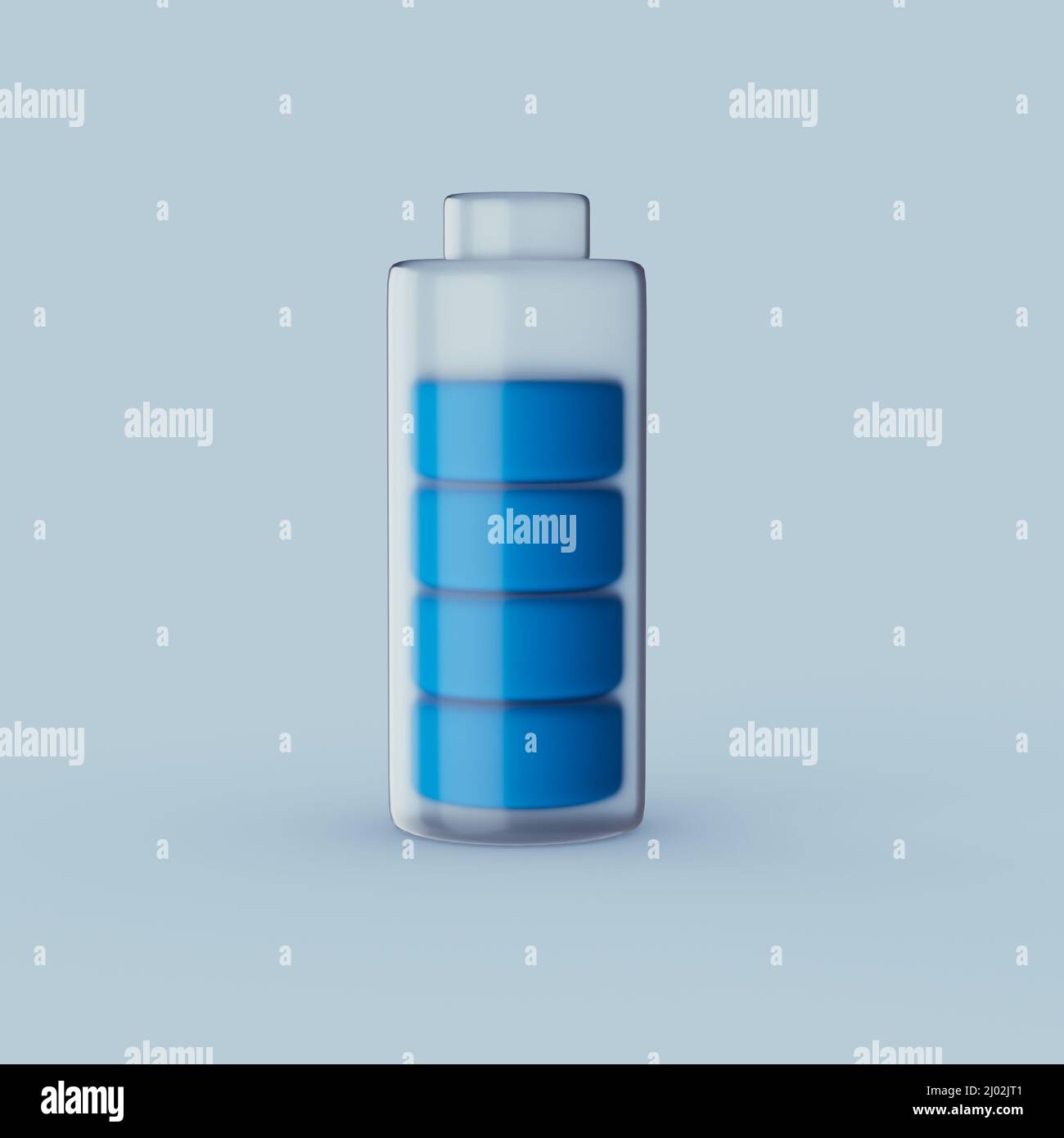 3D illustrated charging batteries with level indicators in ...