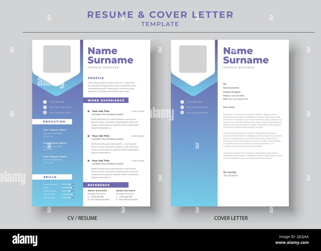 Resume and Cover Letter Template, Minimalist resume cv template, Cv ...