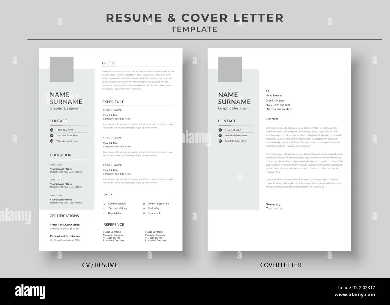 Resume and Cover Letter Template, Minimalist resume cv template, Cv ...