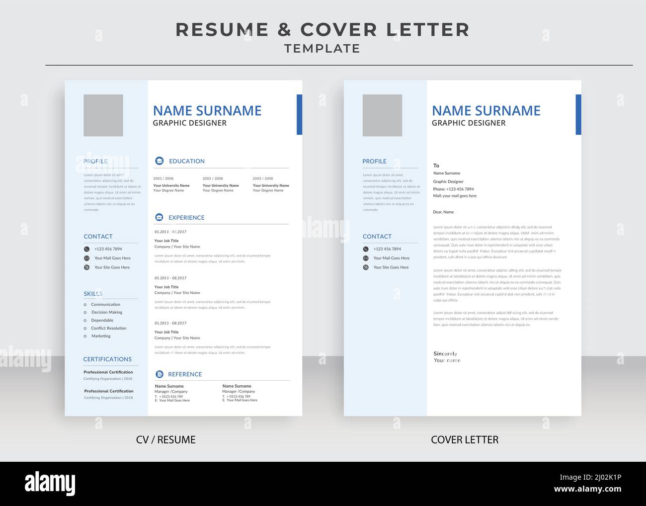 Resume and Cover Letter Template, Minimalist resume cv template, Cv ...