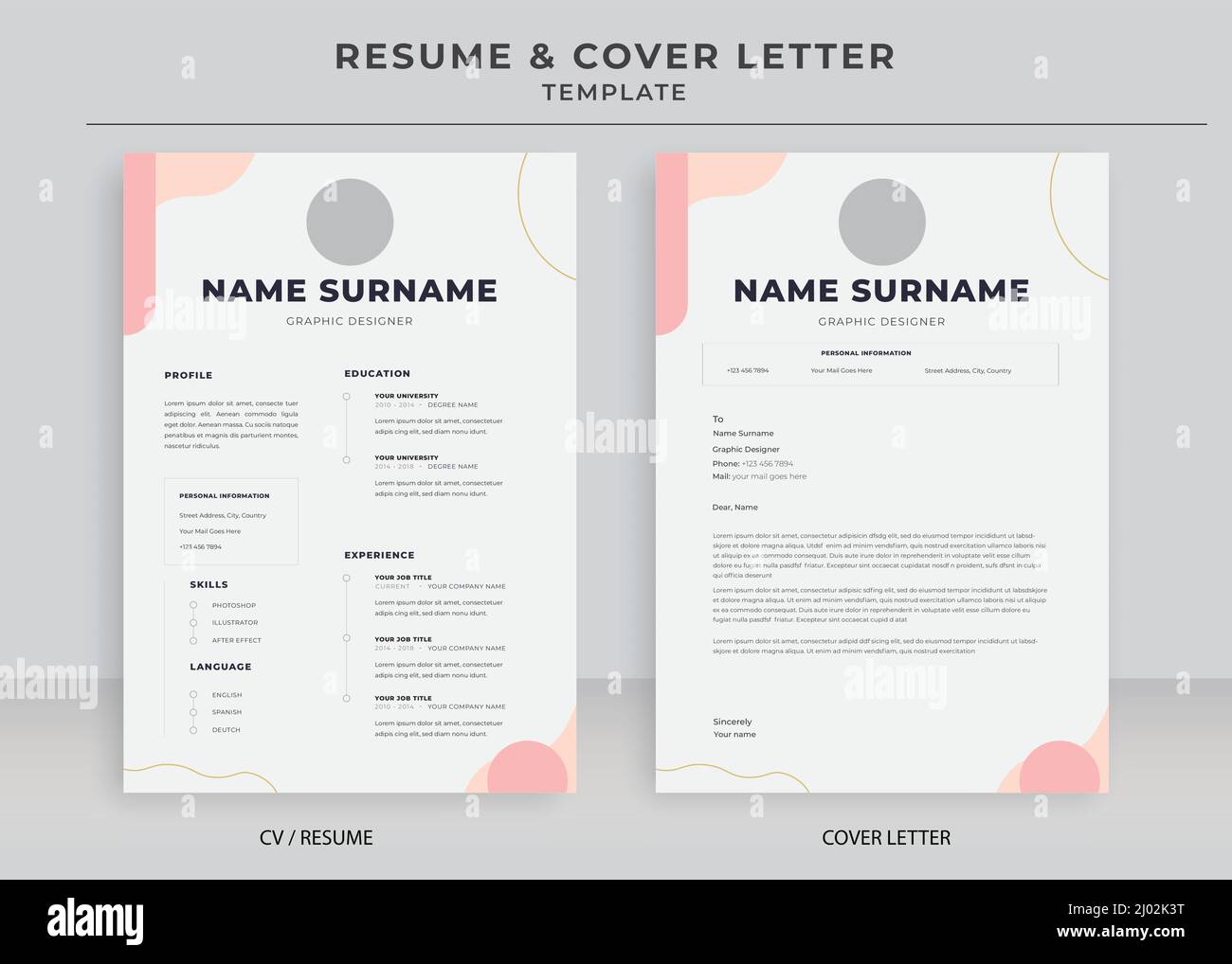 Resume and Cover Letter Template, Minimalist resume cv template, Cv ...