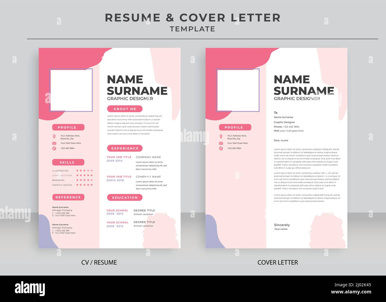 Resume and Cover Letter Template, Minimalist resume cv template, Cv ...