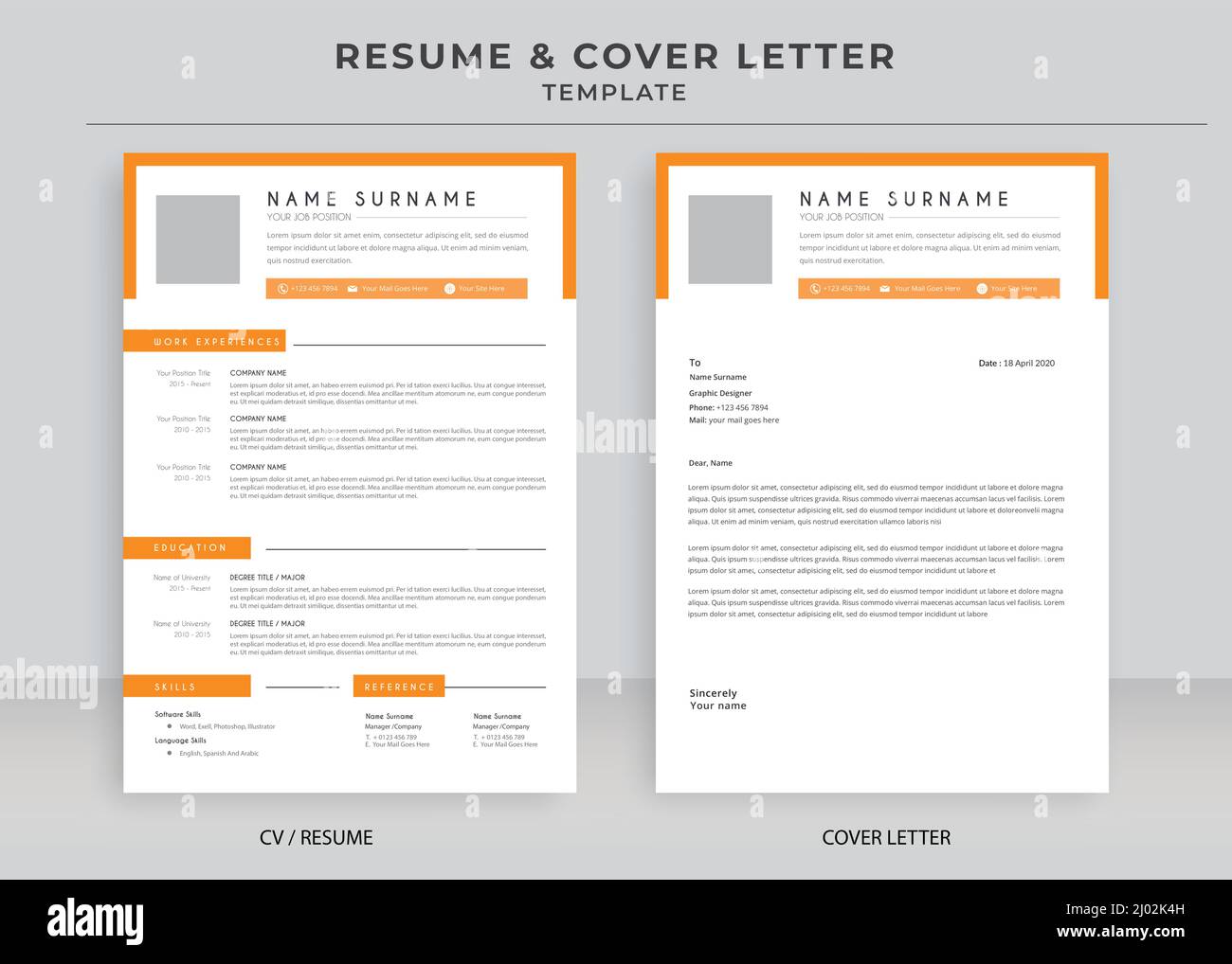 Resume and Cover Letter Template, Minimalist resume cv template, Cv ...