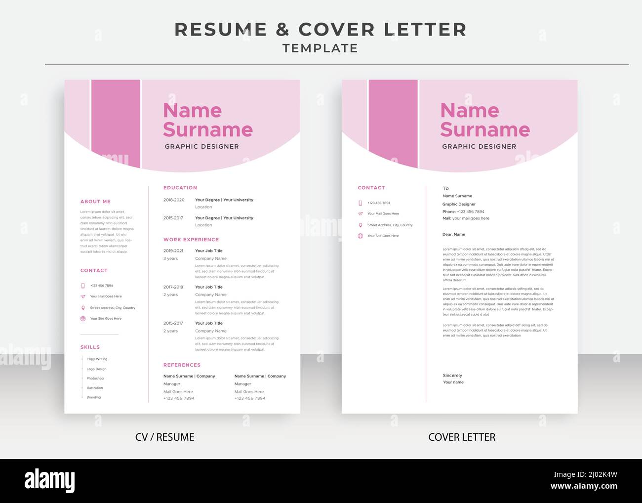 Resume and Cover Letter Template, Minimalist resume cv template, Cv ...