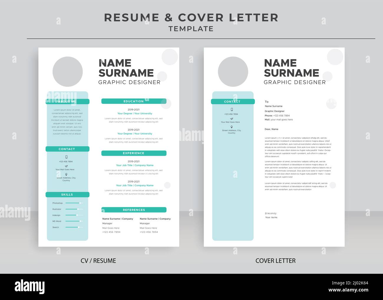 Resume and Cover Letter Template, Minimalist resume cv template, Cv ...
