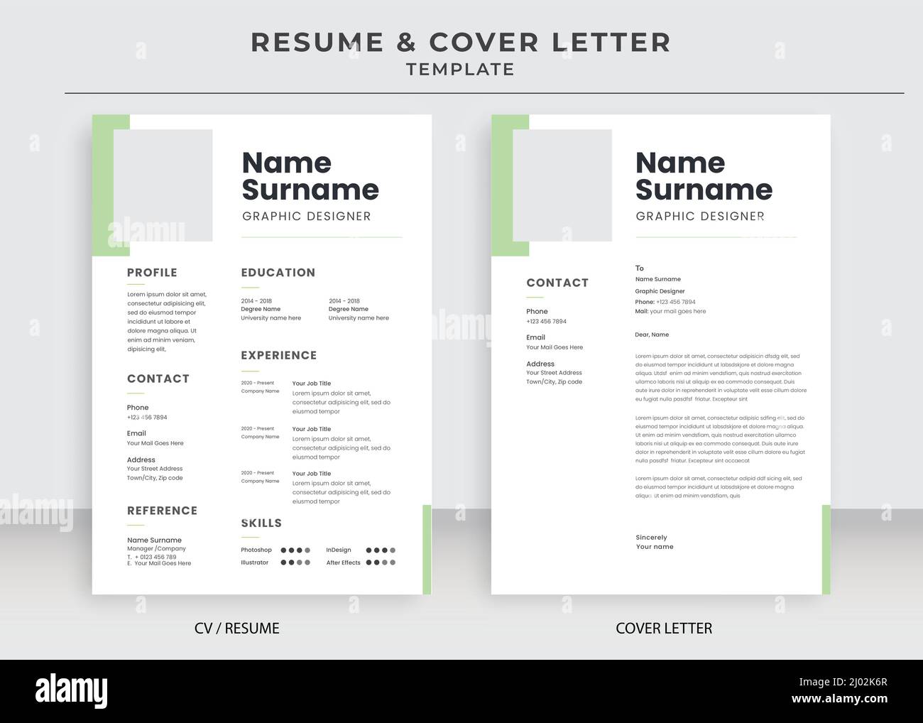 Resume and Cover Letter Template, Minimalist resume cv template, Cv ...