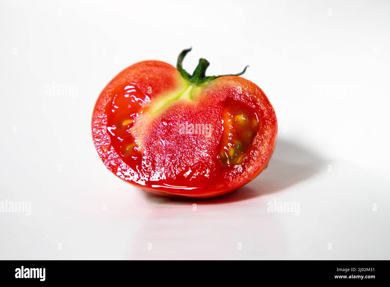 Fresh Slice Red Tomato Pieces isolated on white Background. Natural Raw ...