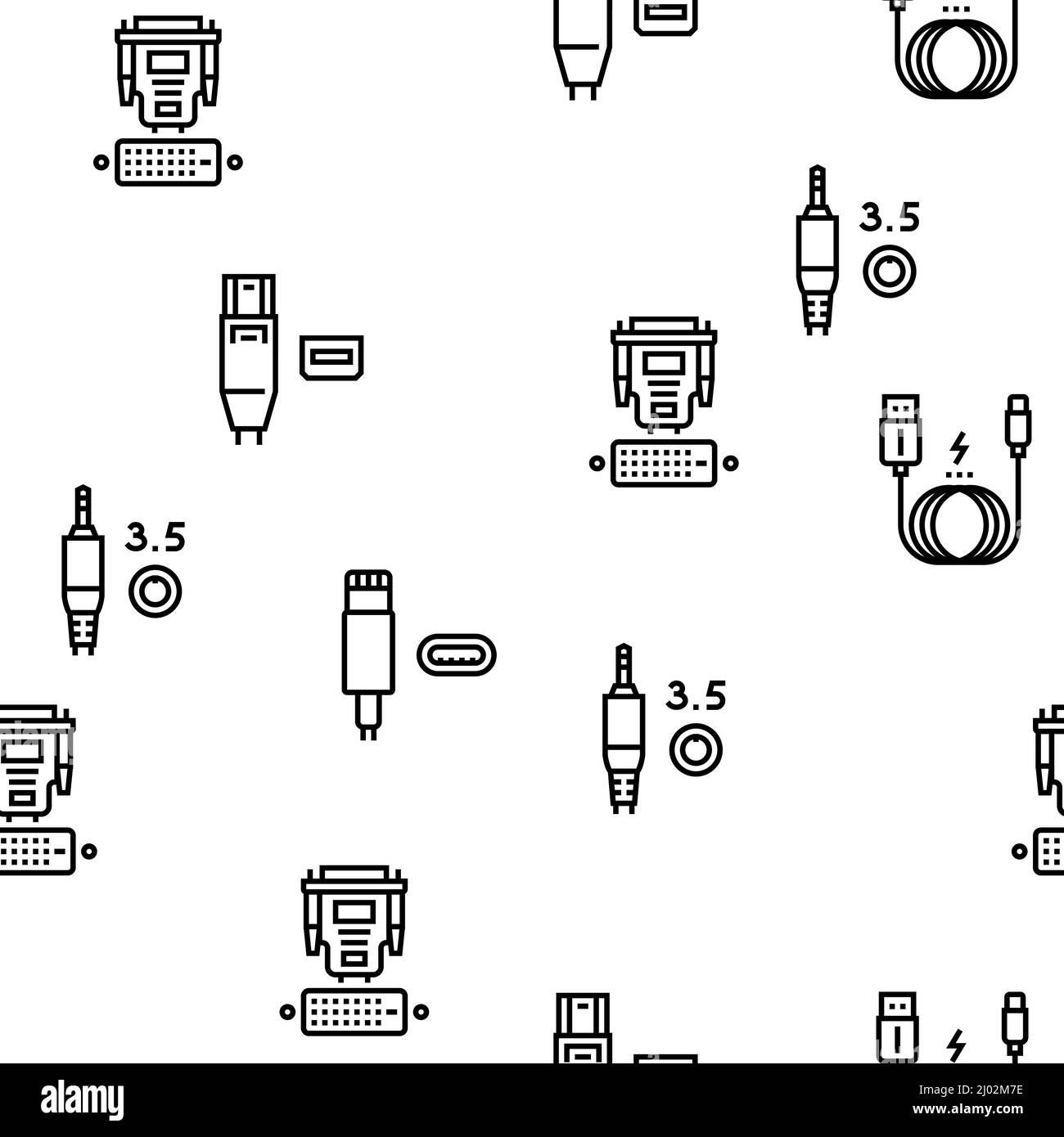 Usb Cable And Port Purchases Vector Seamless Pattern Stock Vector Image ...