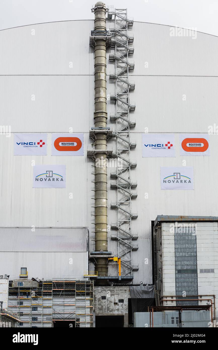 Chernobyl reactor number 4 confinement arch over the object shelter is ...