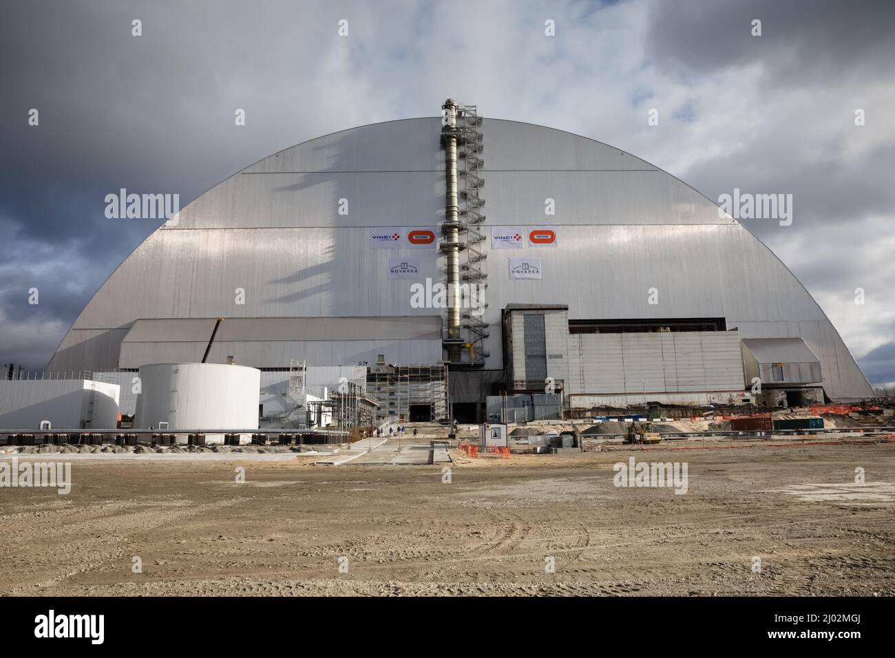 Chernobyl reactor number 4 confinement arch over the object shelter is ...
