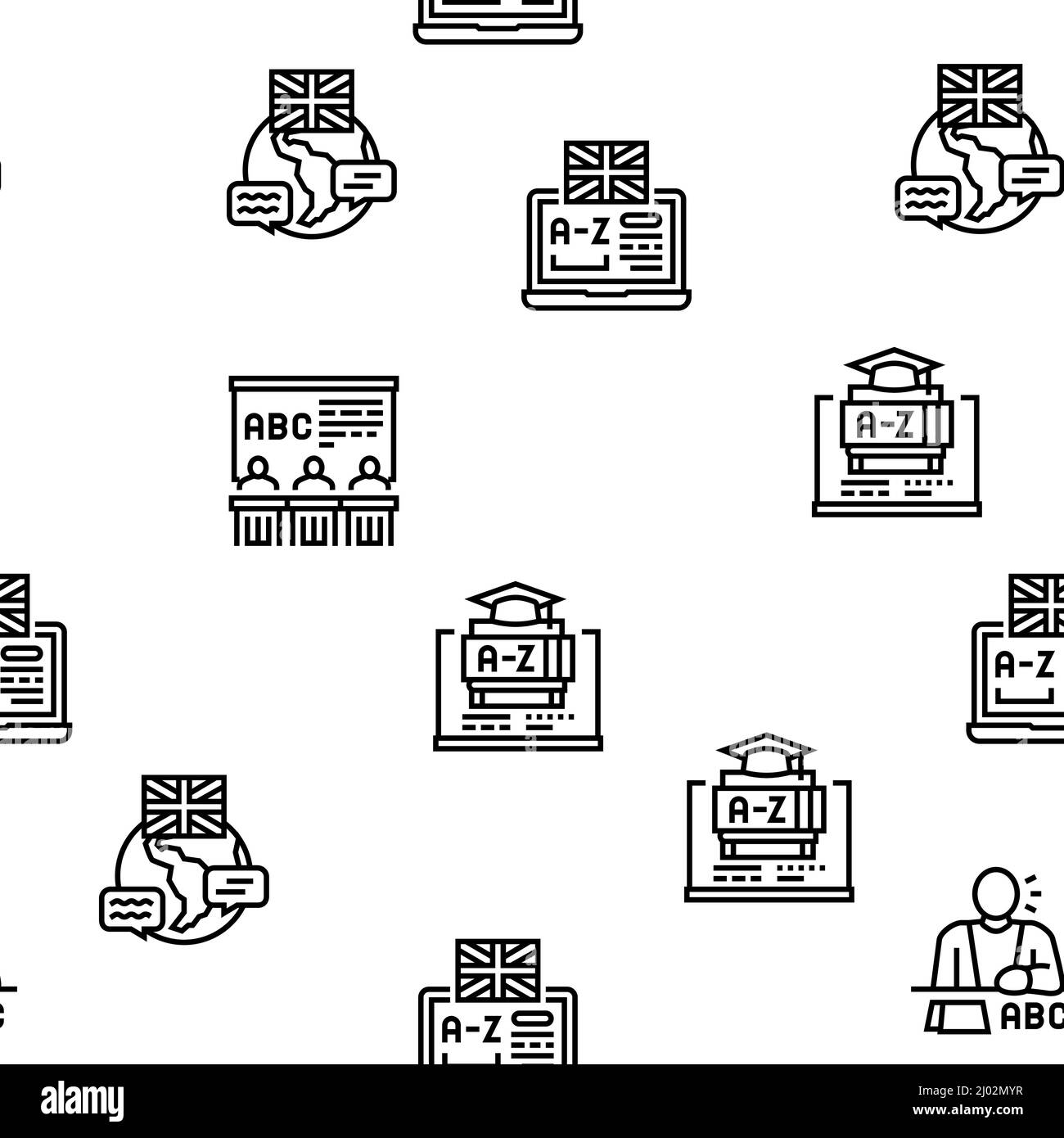 English Language Learn At School Vector Seamless Pattern Stock Vector ...