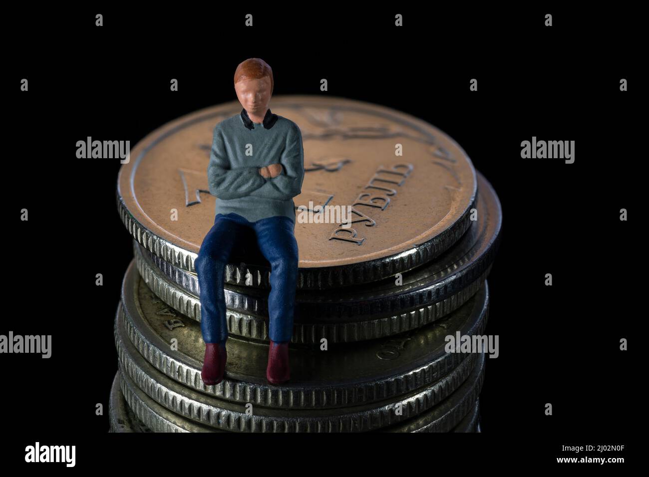dollars and rubles. currency exchange concept. Economic crisis, decline ...