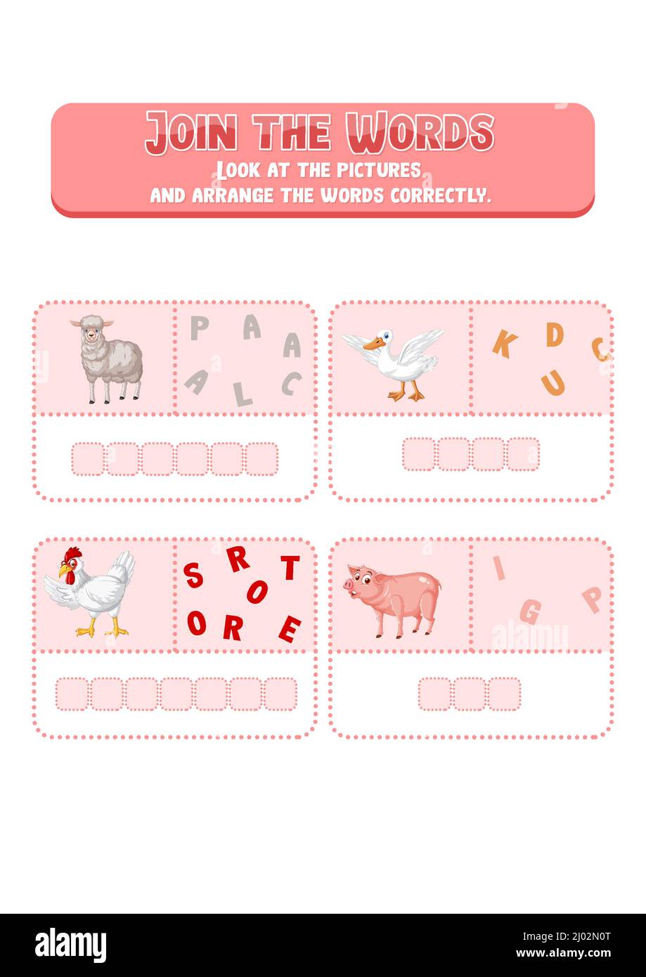 Arrange the letters in order with pictures illustration Stock Vector ...