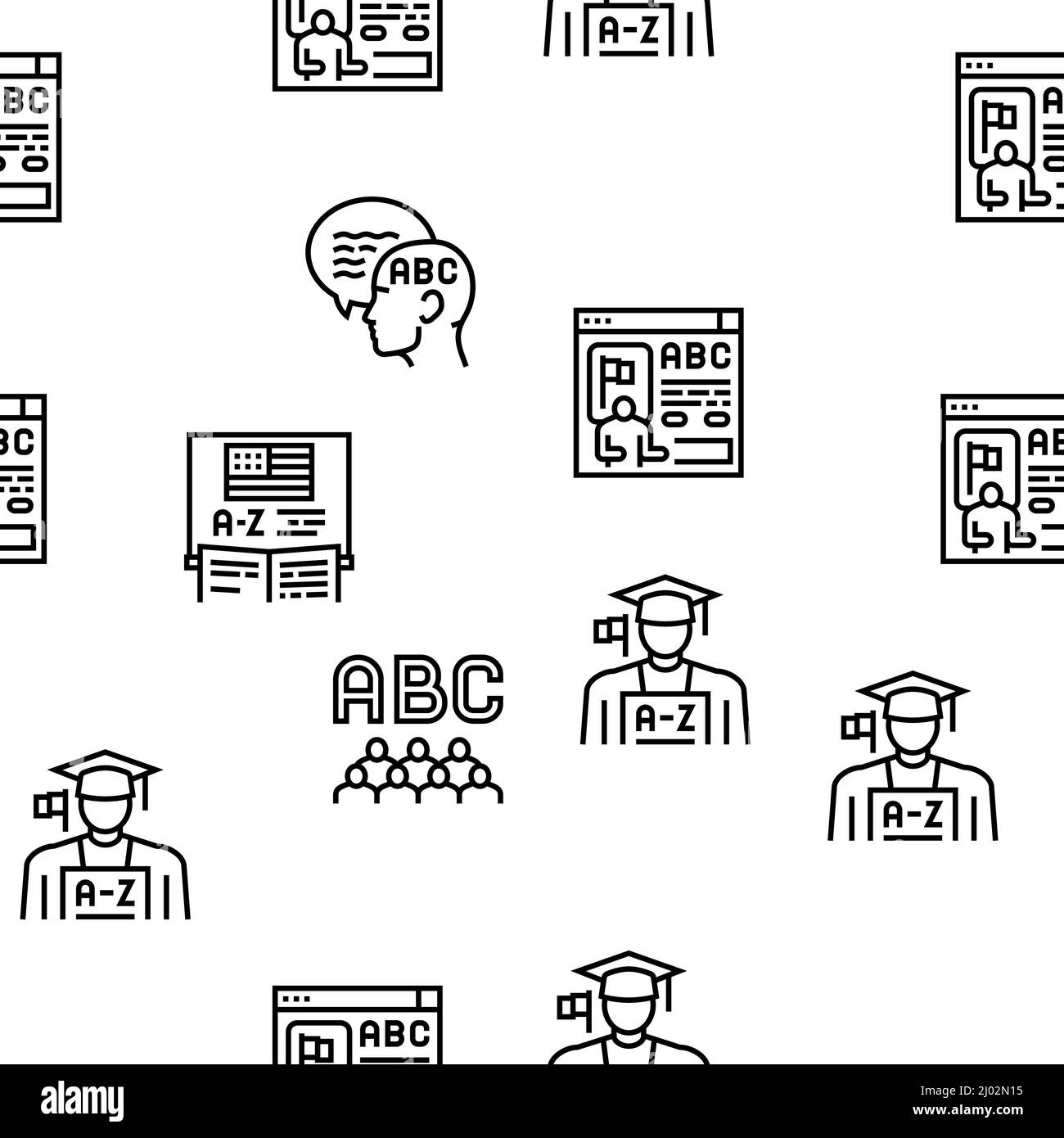 English Language Learn At School Vector Seamless Pattern Stock Vector ...