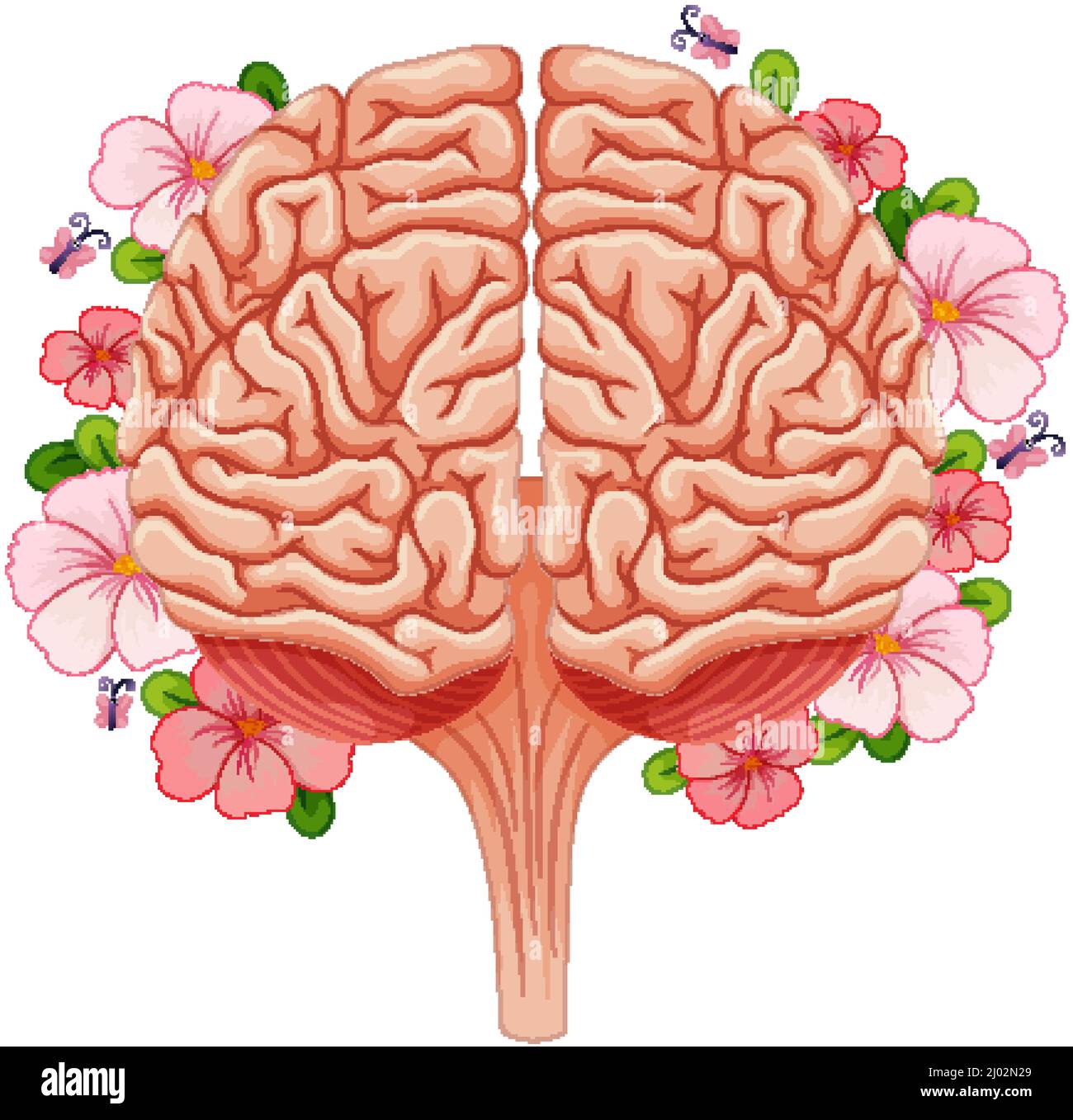 Human brain with many flowers illustration Stock Vector Image & Art - Alamy