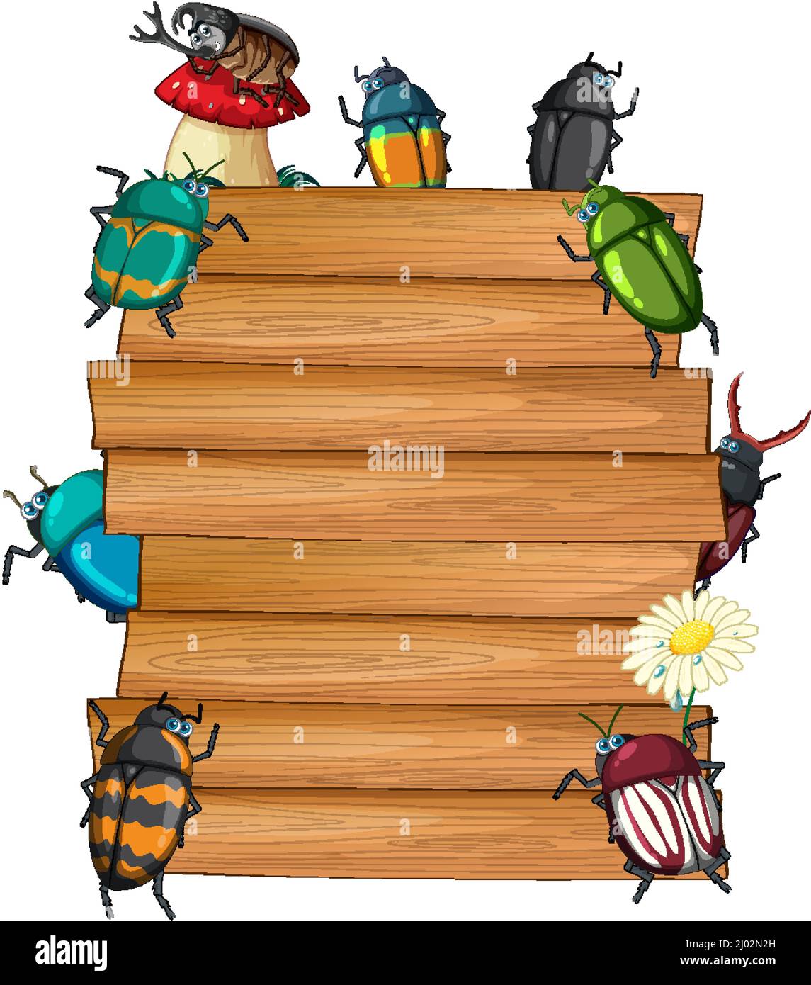 Insect with wooden frame board banner illustration Stock Vector Image ...