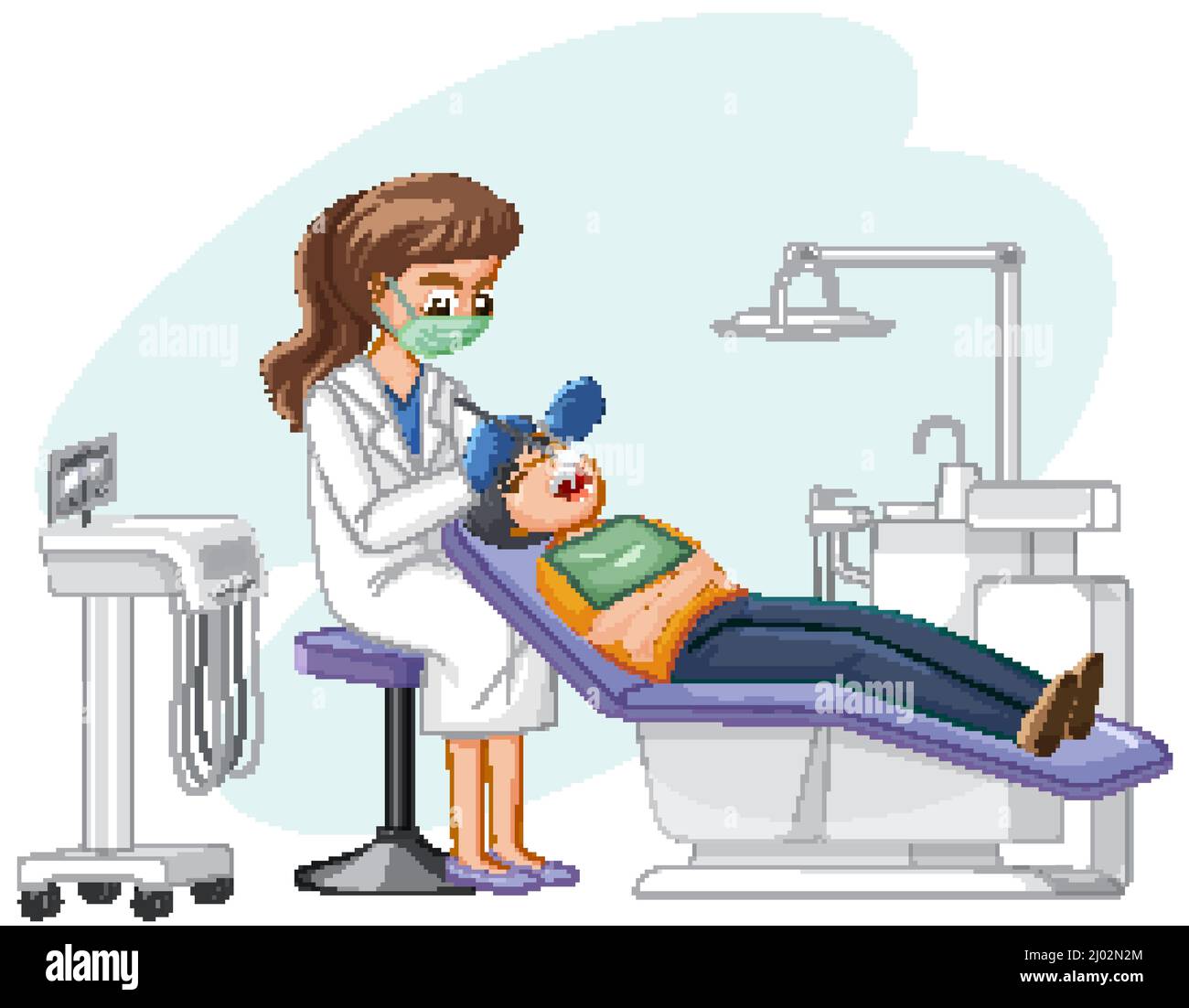 Dentist examining patient teeth illustration Stock Vector Image & Art ...