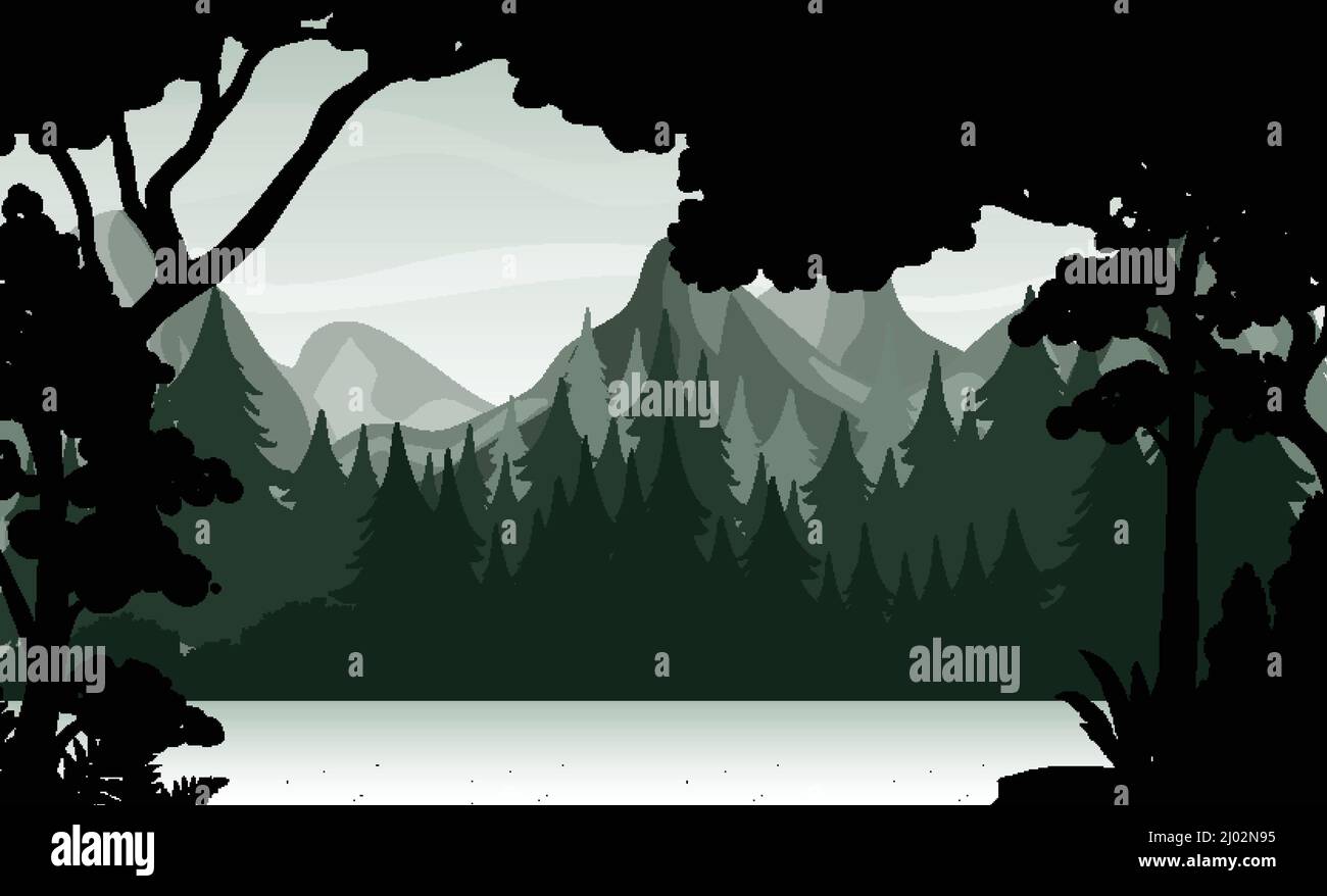 Silhouette shadow of forest scene illustration Stock Vector Image & Art ...
