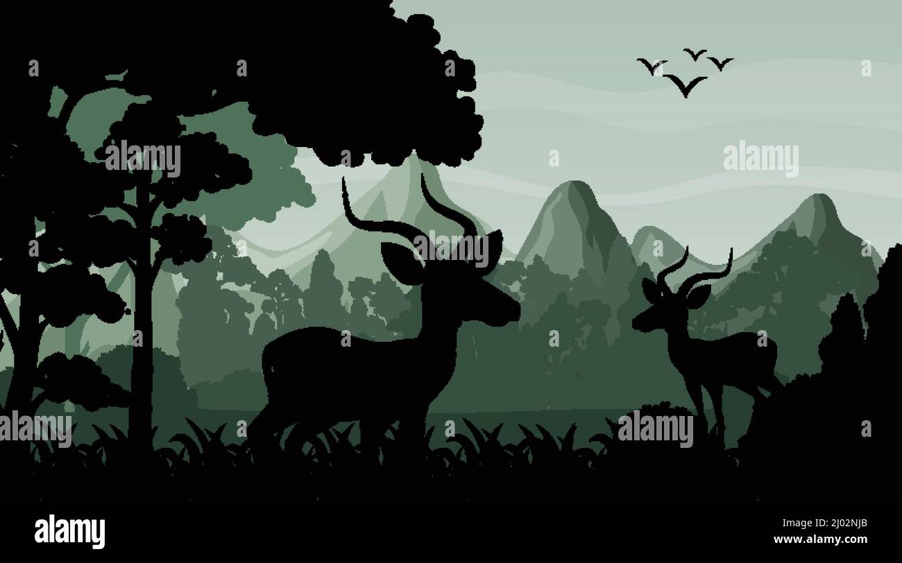 Silhouette shadow of forest scene illustration Stock Vector Image & Art ...