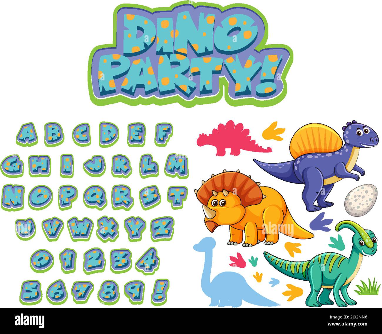 Font design for english alphabets in dinosaur character illustration ...