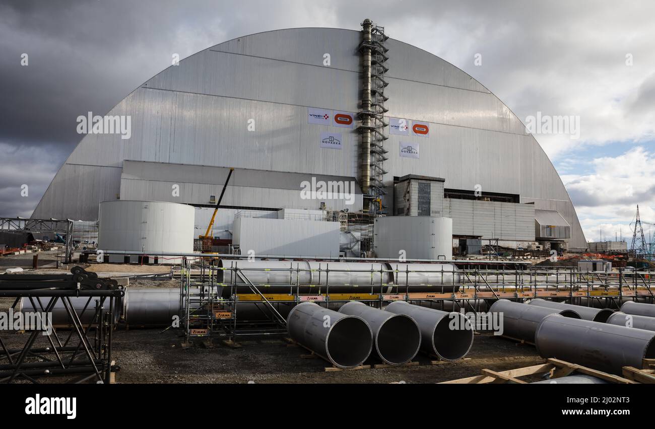 Chernobyl reactor number 4 confinement arch over the object shelter is ...