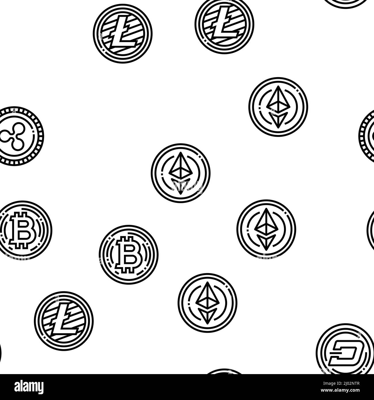 Cryptocurrency Digital Money Vector Seamless Pattern Stock Vector Image ...