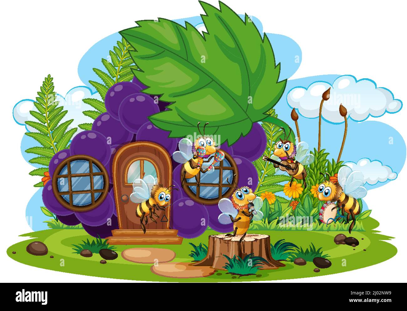 Happy insect in nature fairy tale scene illustration Stock Vector Image ...