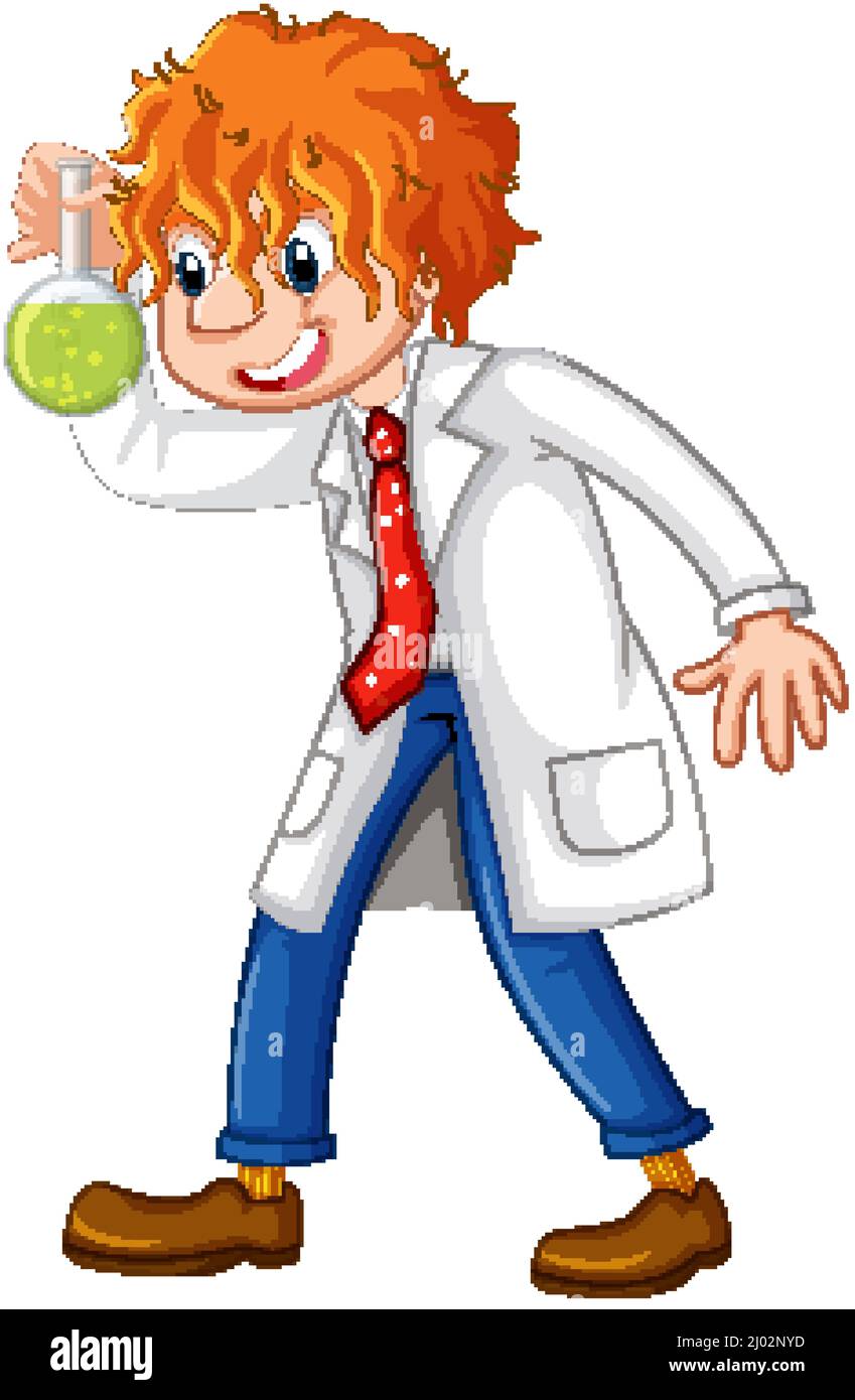 A chemist holding beaker on white background illustration Stock Vector ...