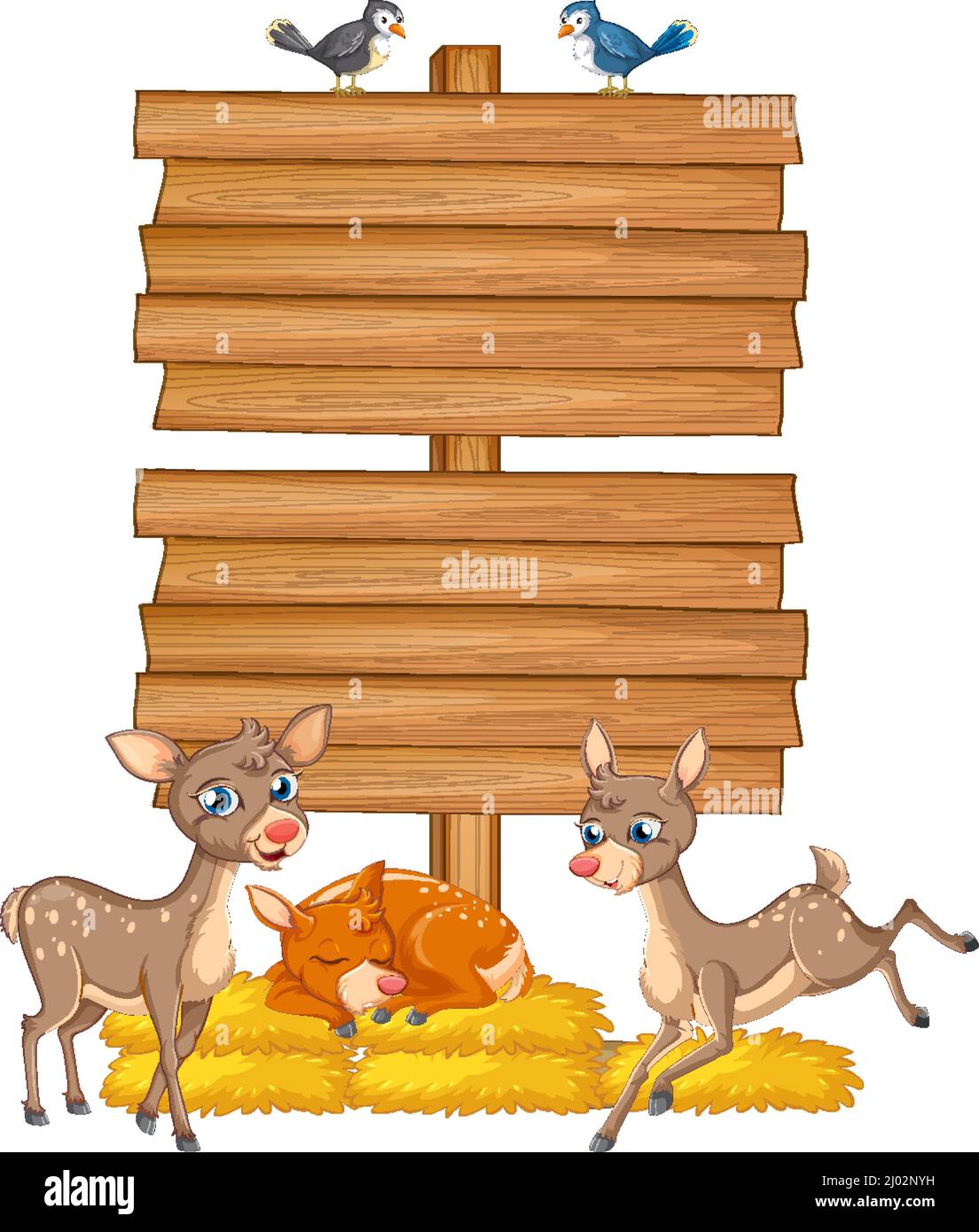 Deer with wooden sign banner illustration Stock Vector Image & Art - Alamy