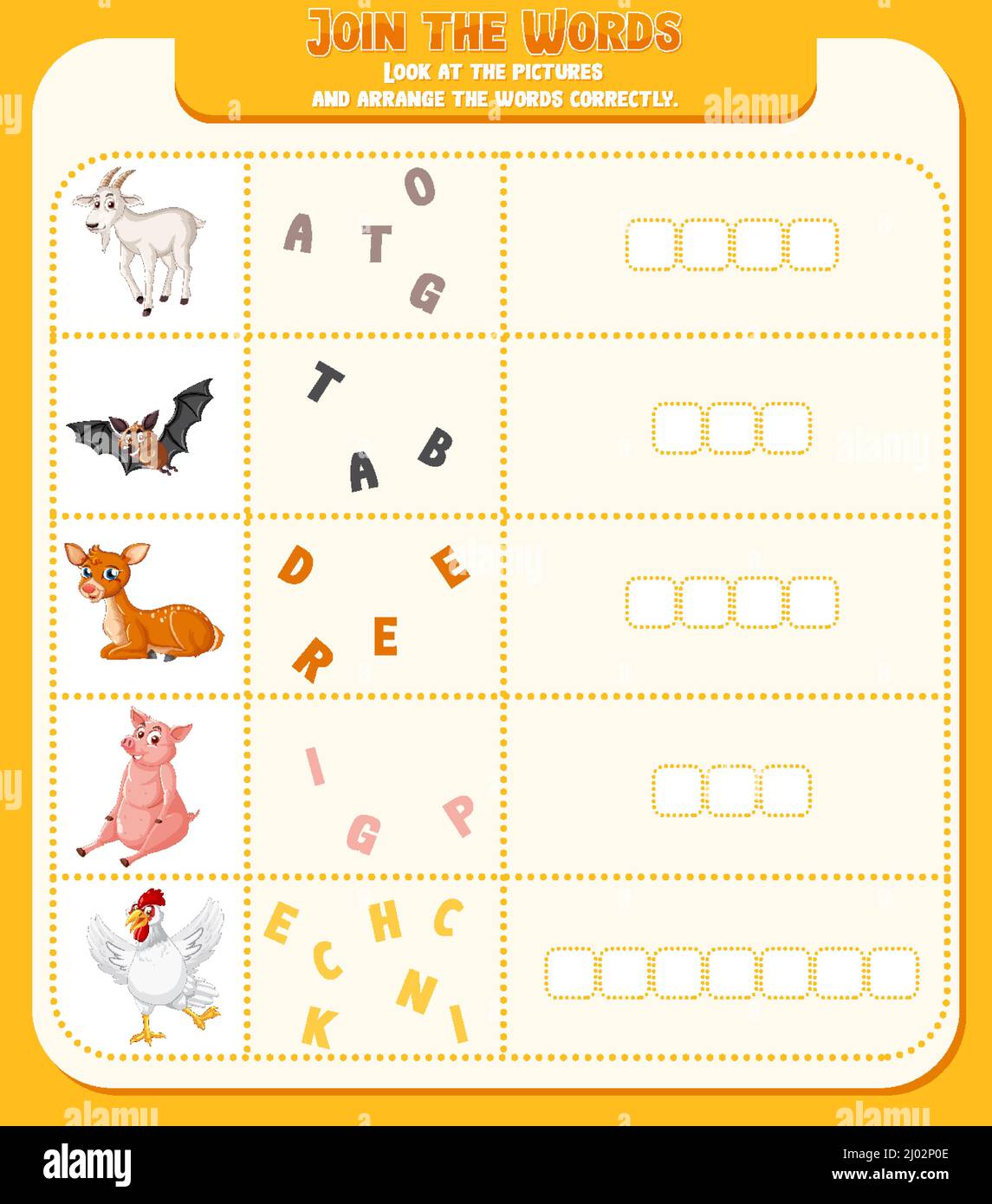 Arrange the letters in order with pictures illustration Stock Vector ...