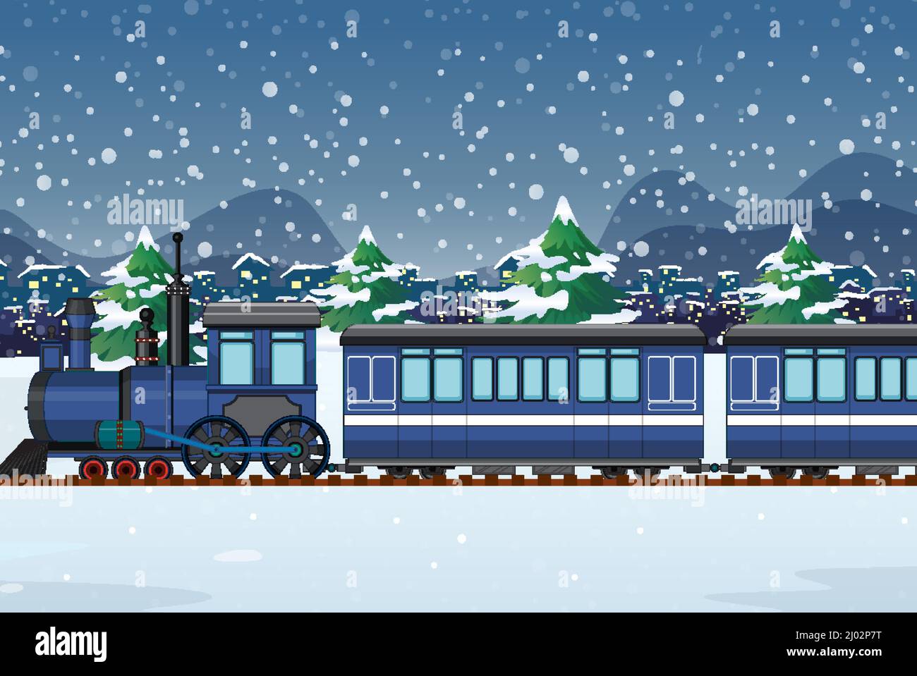 Outdoor scene with a steam locomotive train illustration Stock Vector ...