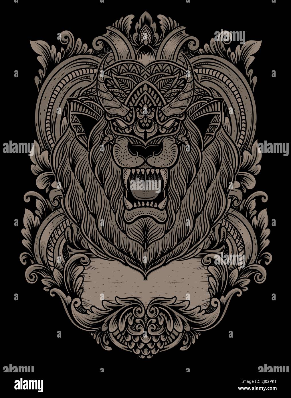 Carving art lion Stock Vector Images - Alamy