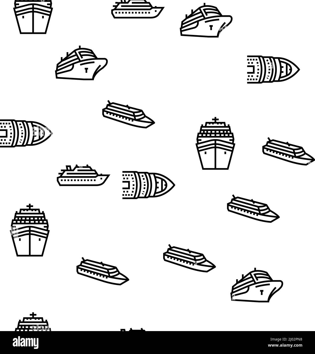 Cruise Ship Vacation Enjoyment Vector Seamless Pattern Stock Vector ...