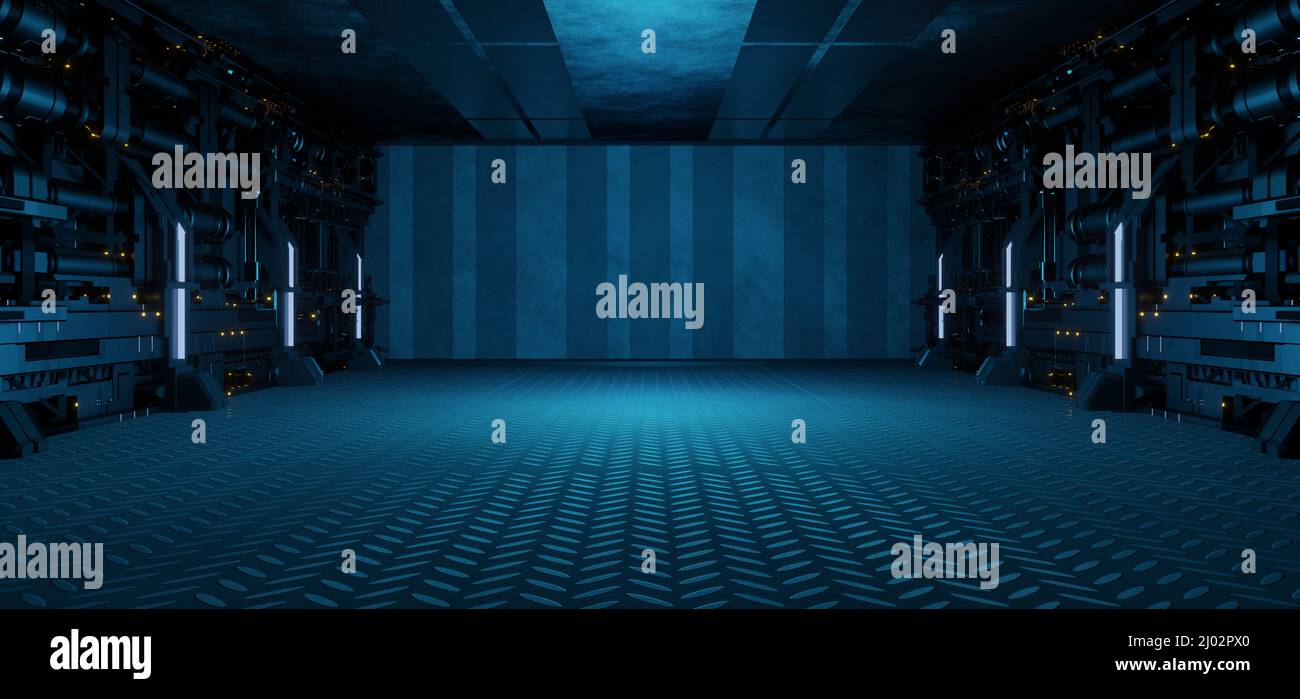 Futuristic alien scifi fantasy hangar tunnel corridor 3D Render Stock ...