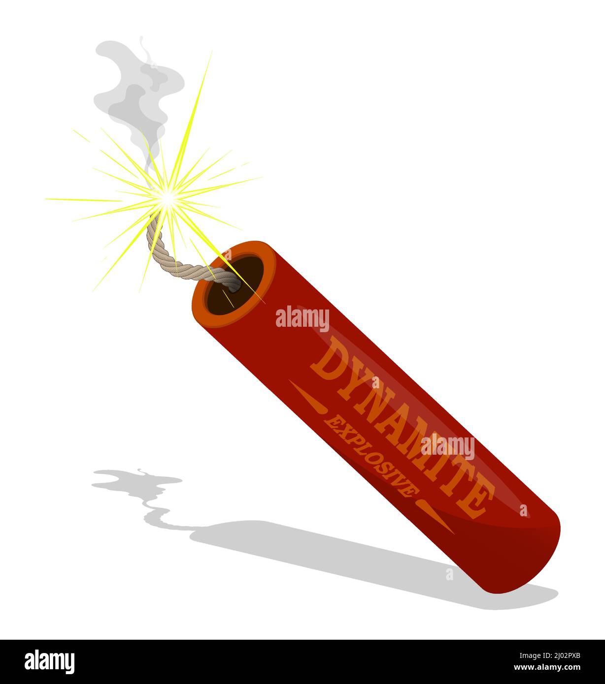 Dynamite cylinder with burning wick. Explosives for mining operations ...