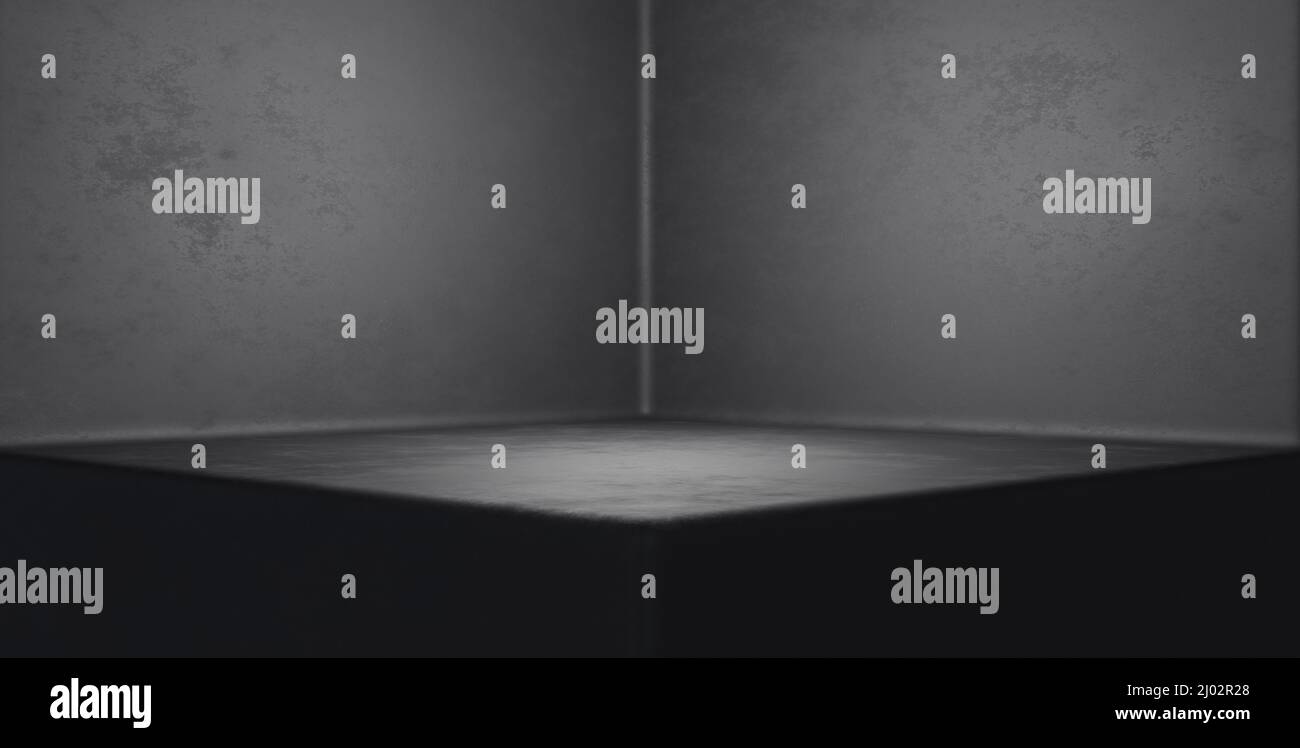 Grungy Stage Platform Dimmed Gray Studio Concept 3D Render Stock Photo ...