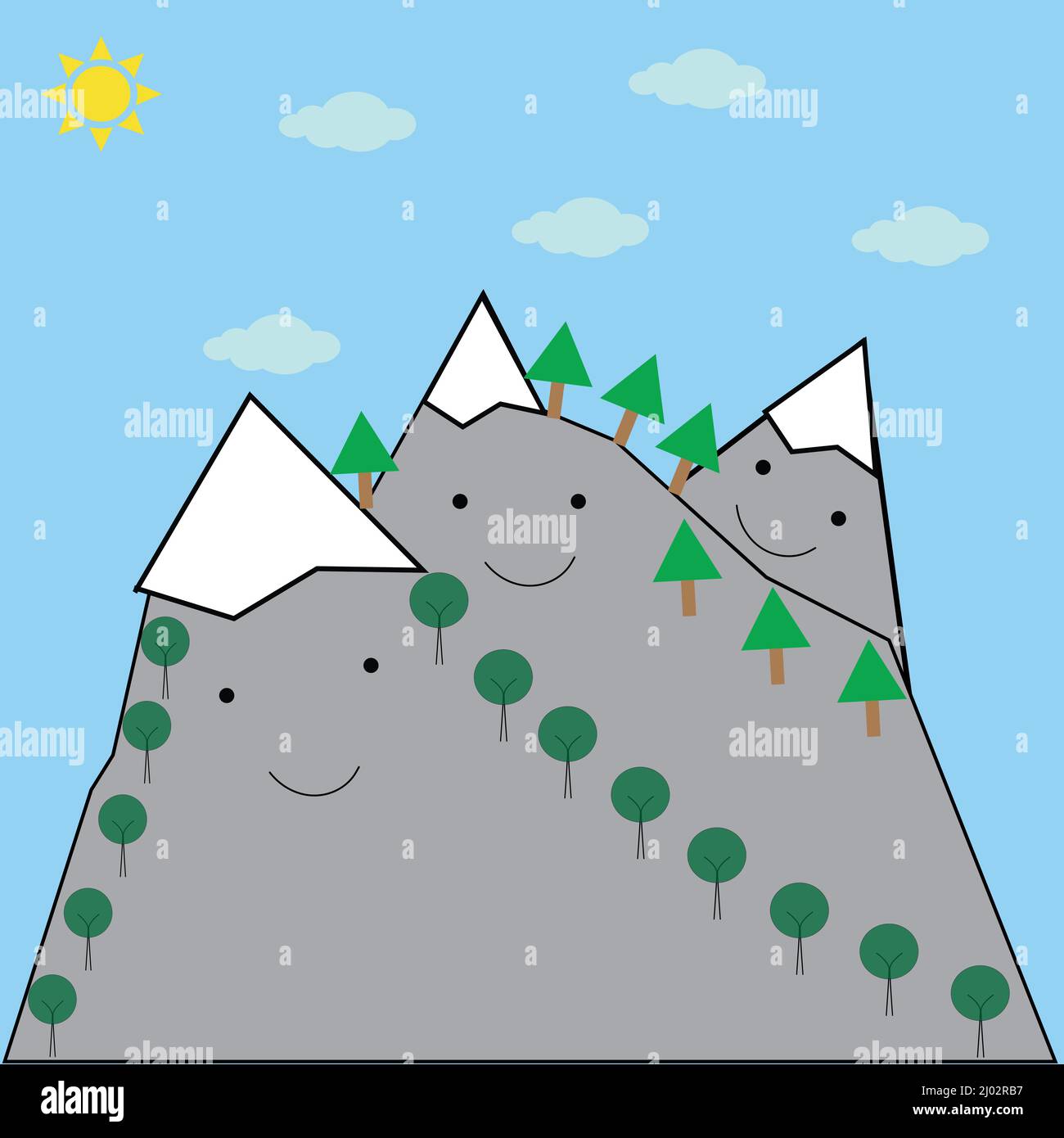 Three peaks mountains Stock Vector Images - Alamy