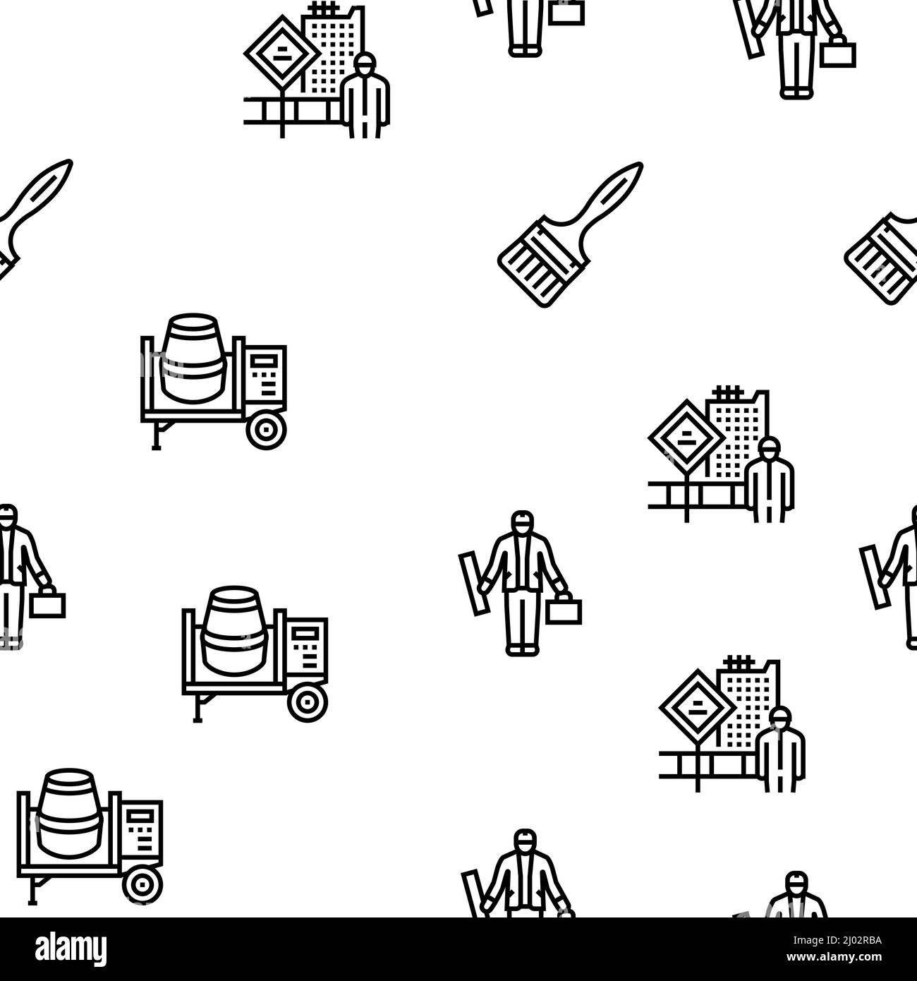 Construction Building And Repair Vector Seamless Pattern Stock Vector ...