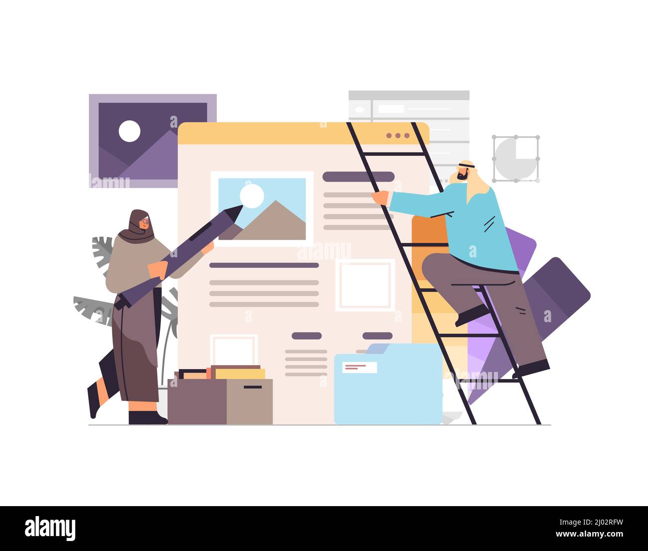 Arab Developers Couple Creating Website Ui Interface Web Application Development Program