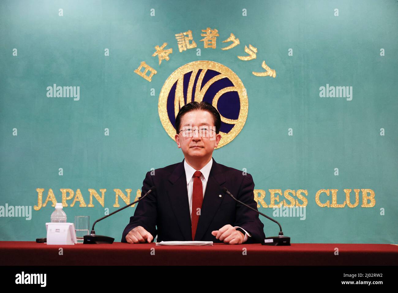 Tokyo, Japan. 16th Mar, 2022. Governor of Iwate Takuya Tasso attends a ...