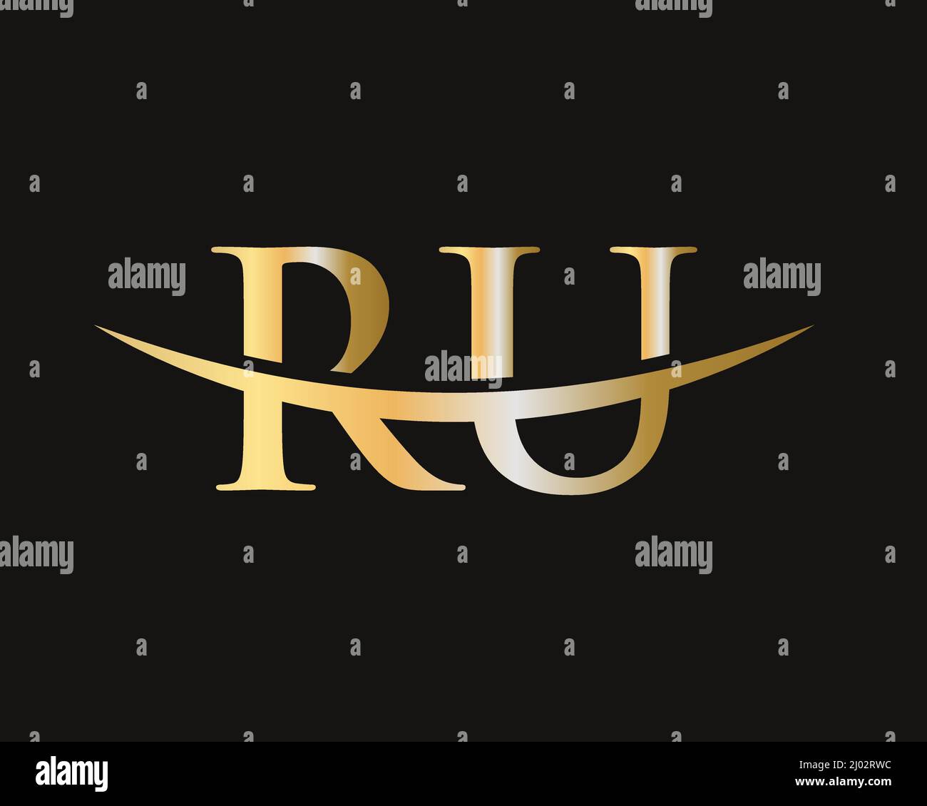 Initial Monogram Letter RU Logo Design Vector. RU Logo Design Template ...