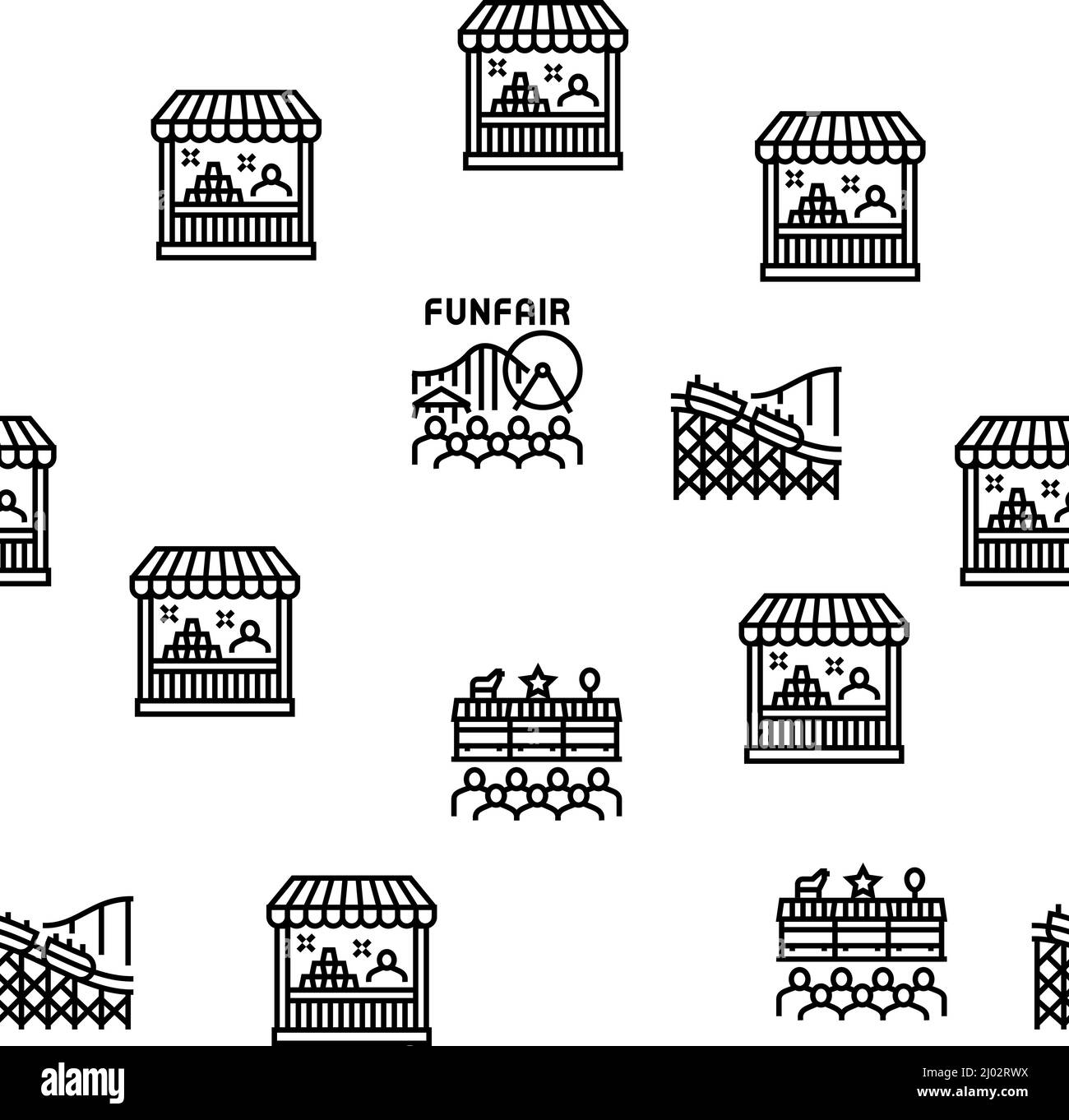 Amusement Park Entertainment Vector Seamless Pattern Stock Vector Image ...